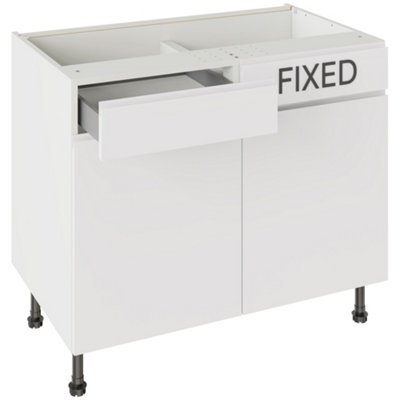 Kitchen Kit Drawerline Base Cabinet 1000mm J-Pull - Gloss White