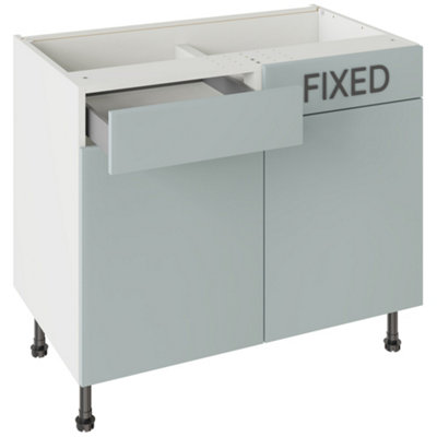 Kitchen Kit Drawerline Base Cabinet 1000mm Slab - Supermatt Aquamarine