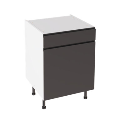 Kitchen Kit Drawerline Base Cabinet 600mm J-Pull - Matt Graphite