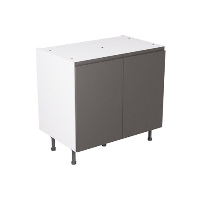 Kitchen Kit Graphite Gloss J-Pull Door Base Unit Cabinet Handleless ...