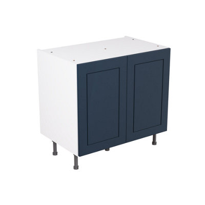 Kitchen Kit Indigo Blue Matt Shaker Door Base Unit Cabinet Soft Close Pre-Built - 900x870mm