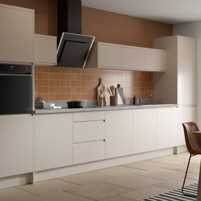 Kitchen Kit Light Grey Matt Value Slab Door Double Extractor Wall ...