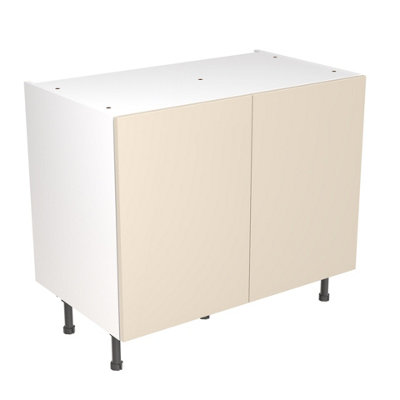 Kitchen Kit Pre-Built Cashmere Gloss Base Unit 1000mm - Slab Cabinet ...