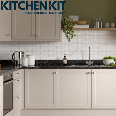 Kitchen Kit Pre-Built Cashmere Matt Wall Unit 300mm - Shaker Cabinet Door - Screwless Quick ...