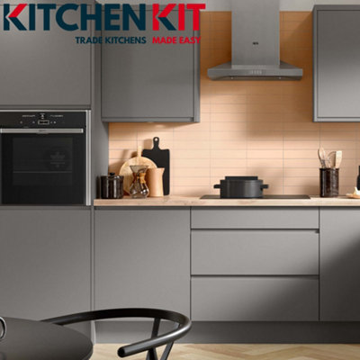 Kitchen Kit Pre-Built Dust Grey Matt Base Unit 150mm - J-Pull Out ...