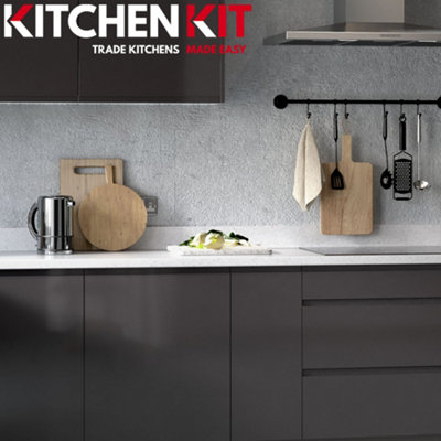 Buy Kitchen Kit Pre-Built Graphite Gloss Base Unit 600mm - Hob/Sink J ...