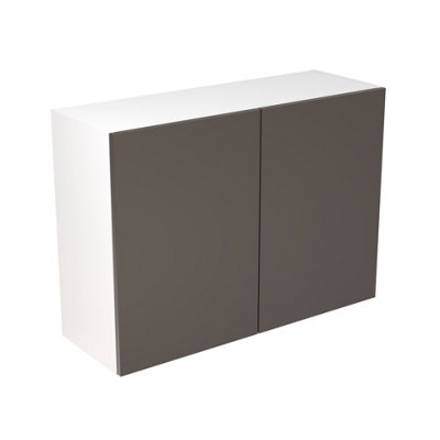 Kitchen Kit Pre-Built Graphite Gloss Wall Unit 1000mm - Slab Cabinet ...