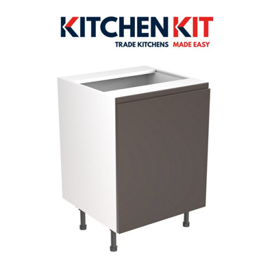 Kitchen Kit Pre-Built Graphite Matt Base Unit 600mm - Hob/Sink J-Pull ...