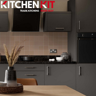 Kitchen Kit Pre-Built Graphite Matt Base Unit 600mm - Sink/Hob Slab ...