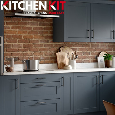Kitchen Kit Pre-Built Indigo Blue Matt Wall Unit 800mm - Shaker Cabinet ...