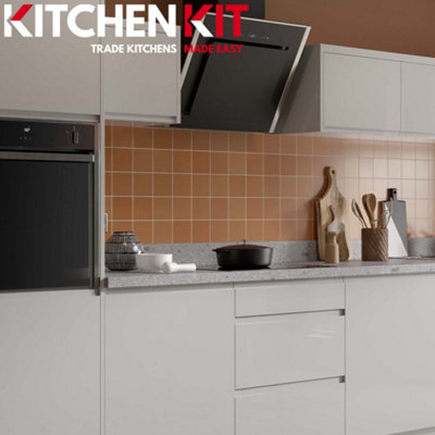 Kitchen Kit Pre-Built Light Grey Gloss Wall Unit 500x360mm - Bridging ...
