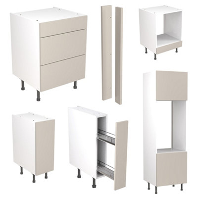 Kitchen Kit Pre-Built Light Grey Matt Base Unit 1000mm - Value Slab ...