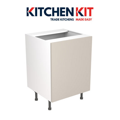 Kitchen Kit Pre-Built Light Grey Matt Base Unit 600mm - Sink/Hob Slab ...