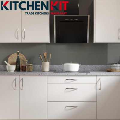 Kitchen Kit Pre-Built White Matt Base Unit 300mm - Value Slab Cabinet ...