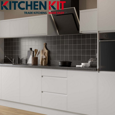 Kitchen Kit Pre-Built White Matt Base Unit 500mm - 3 Drawer Cabinet J ...