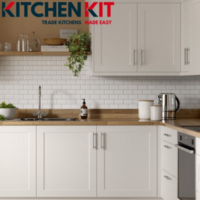 Kitchen Kit Pre-Built White Matt Wall Unit 300mm - Shaker Cabinet Door - Screwless Quick Build ...