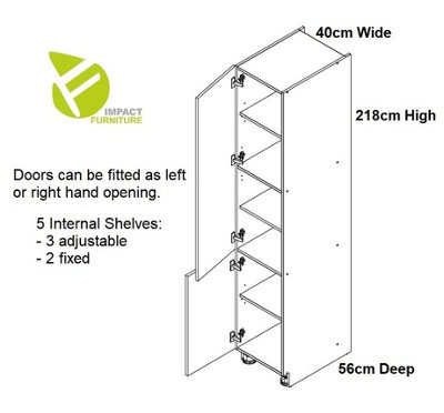 Kitchen Larder Unit Tall 400mm Cupboard Complete Slim Pantry Storage ...
