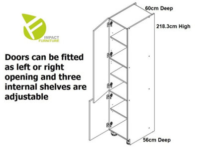 Kitchen Larder Unit Tall Pantry Cupboard 600mm Storage Modern Dove ...