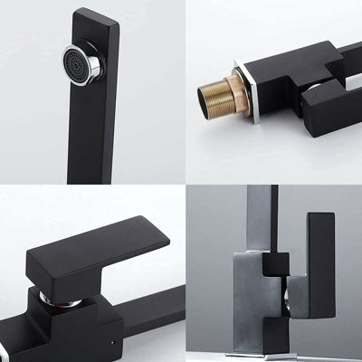 Kitchen Mixer Tap Square Kitchen Faucet with High Spout Kitchen Sink ...
