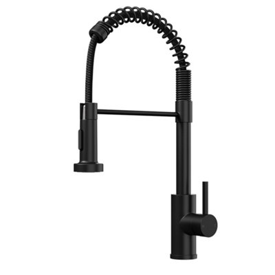 Kitchen Mixer Tap with Pull Out Spray, Matt Black Single Lever High Arc ...