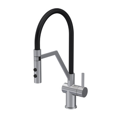 Kitchen Mono Mixer Tap with 1 Lever Handle, 436mm - Brushed Nickel ...