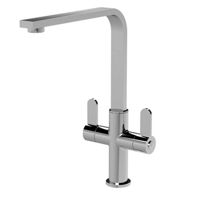 Kitchen Mono Mixer Tap with 2 Lever Handles, 302mm - Chrome | DIY at B&Q