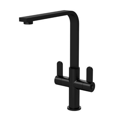 Kitchen Mono Mixer Tap with 2 Lever Handles, 302mm - Matt Black