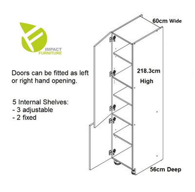 Kitchen Pantry Cupboard Tall Larder Unit Freestanding 600mm Cabinet ...