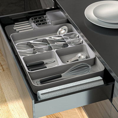 Kitchen Plastic Cutlery Tray Expandable Utensil Tray Utensil Holder 12 ...