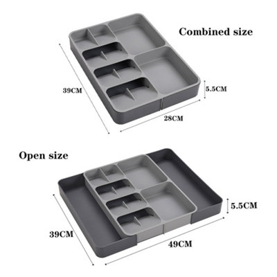 Kitchen Plastic Cutlery Tray Expandable Utensil Tray Utensil Holder 12 ...