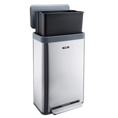 Shop Kitchen Rubbish Waste Bin Recycling Wide Single Pedal 65L Silver
