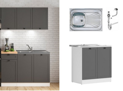 Kitchen Sink and Base Unit All in One Under Sink 800mm Cabinet Shaker ...