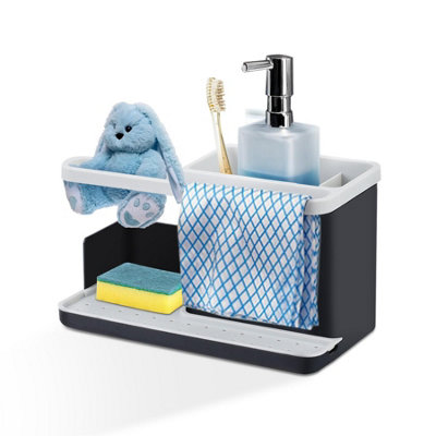 Kitchen Sink Caddy Organiser With Removable Drain Tray Sponge And Cloth