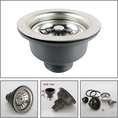 Kitchen Sink Drain Strainer Assembly Sink Basket Strainer Plug Waste ...