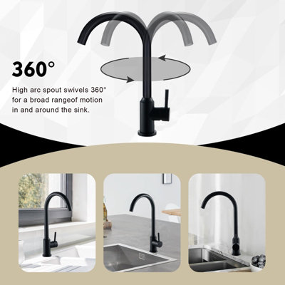 Kitchen Sink Mixer Tap 360 Swivel Spout Monobloc Mixers Faucet Single ...