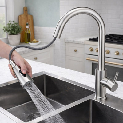 Kitchen Sink Mixer Tap - Pull-Out Hose, 2-Spray Modes,360 Degrees ...