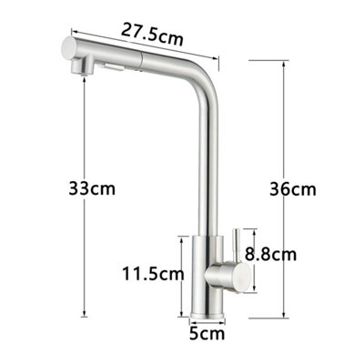 Kitchen Sink Mixer Tap Pull Out Spout Mono Tap Spray Head Single Lever Tap