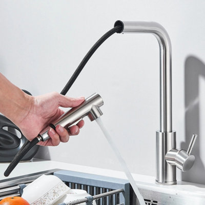 Kitchen Sink Mixer Tap Pull Out Spout Mono Tap Spray Head Single Lever Tap