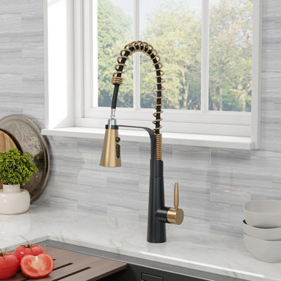 Kitchen Sink Mixer Tap, Spring Kitchen Faucet with Pull Down Sprayer, 3 ...