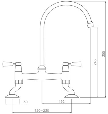 Kitchen Sink Tap Dual Lever Mono Bridge Chrome White Mixer Tap Swivel Spout