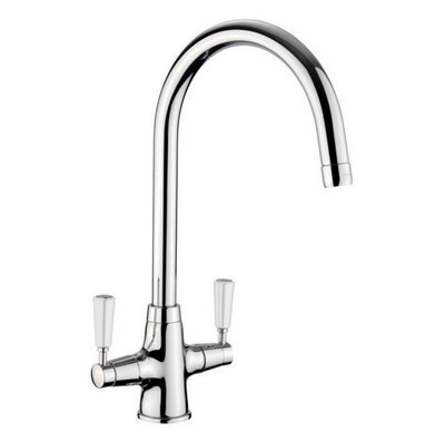 Kitchen Sink Tap Dual Lever Mono Classic Mixer Chrome Mixer Tap Swivel ...