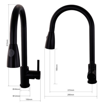 Kitchen Sink Taps Mixer with Pull Out Spray High Arc Pull Down ...