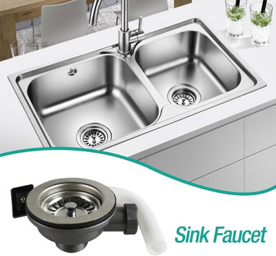 Kitchen Sink Waste Kit, 114mm Basket Strainer Stainless Steel Sink ...