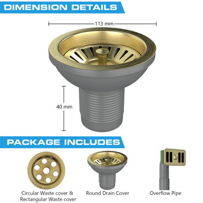 Kitchen Sink Waste Kit 90mm Sink Overflow Kit with Fittings Sink ...