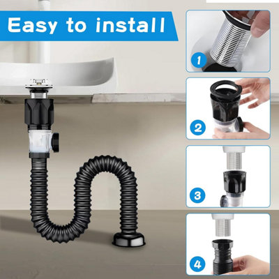 Kitchen Sink Waste Kit, Pop Up Waste Flexible Waste Pipe Universal ...