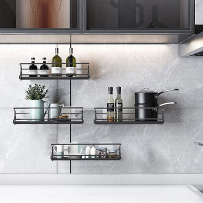 Kitchen Spice Rack Set of 4 Wall Mount Metal Wire Storage Shelf Spice ...