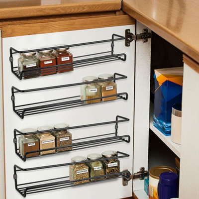 Kitchen Spice Rack Set of 4 Wall Mount Metal Wire Storage Shelf Spice Rack Shelf