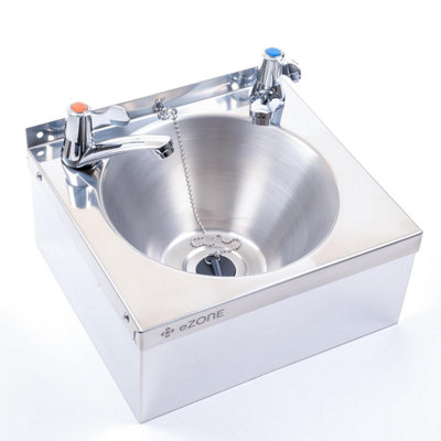 Kitchen Stainless Steel Wall Hand Wash Basin Sink with Lever Taps ...