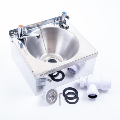 Kitchen Stainless Steel Wall Hand Wash Basin Sink with Lever Taps ...