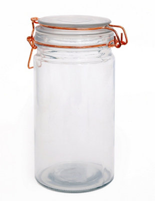 KITCHEN STORAGE JAR WITH COPPER CLIP 20CM